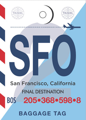 SFO Luggage Tag Poster Print – Fridgedoor