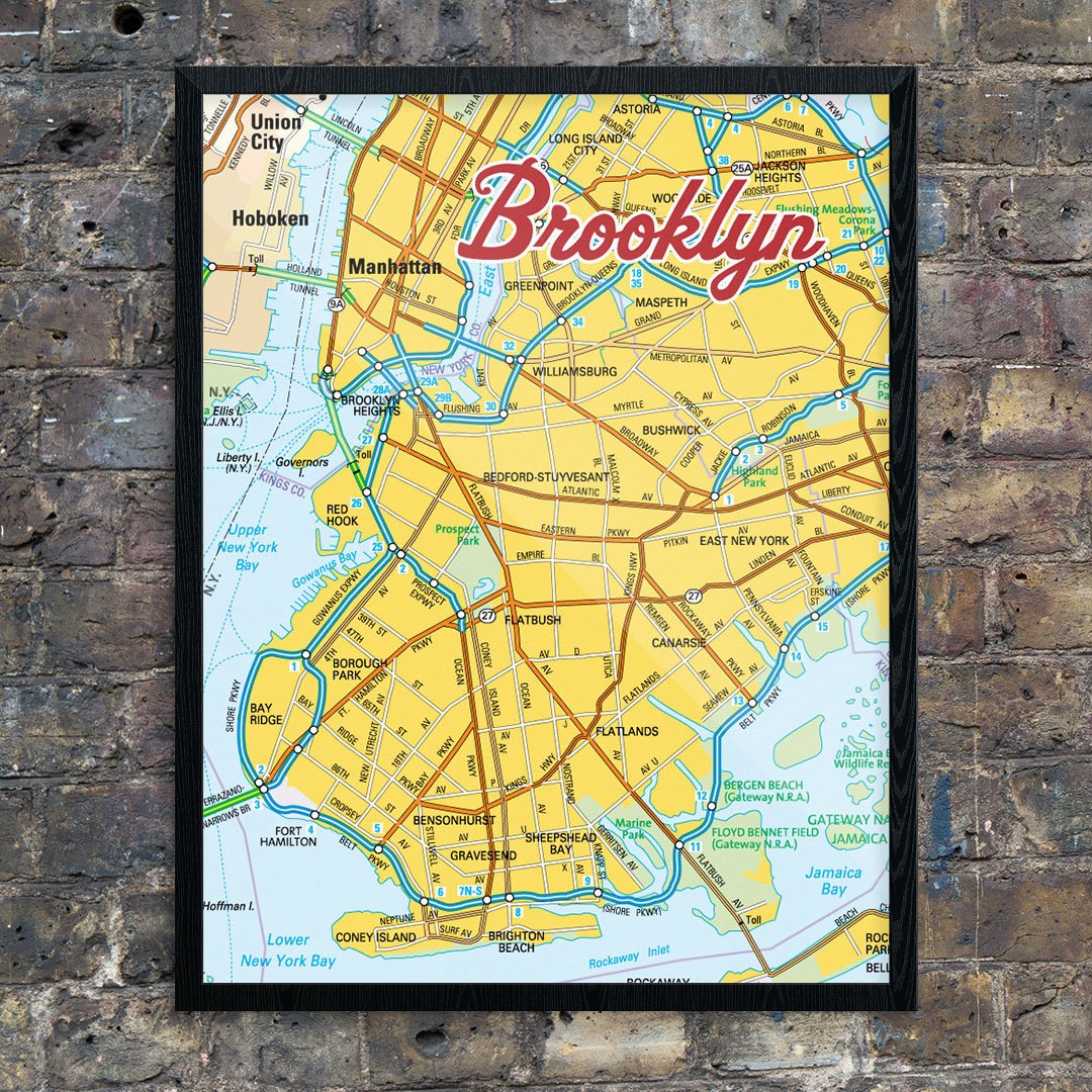 Contemporary Brooklyn Street Map Print – Fridgedoor