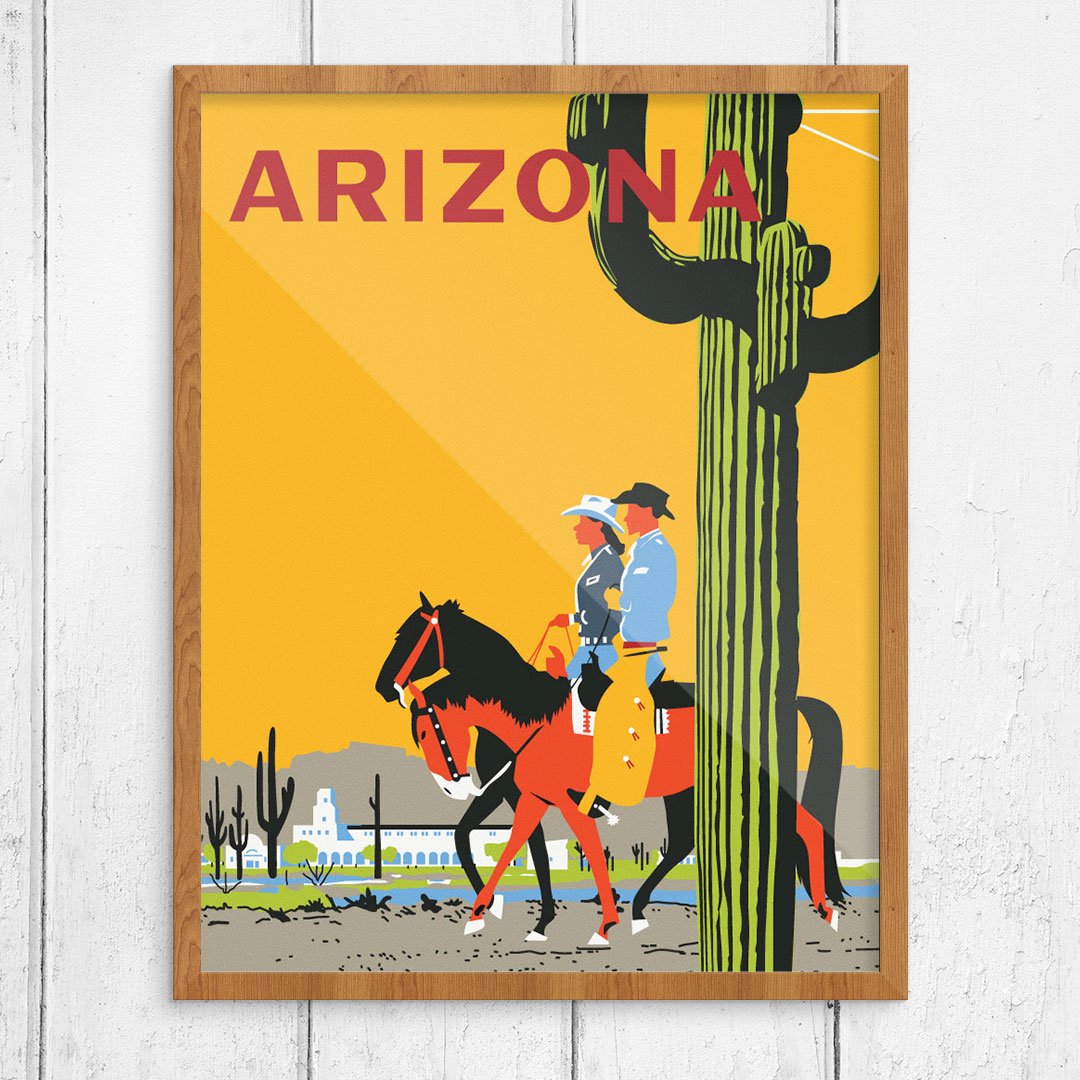 Arizona Cactus & Riders Travel Poster Print – Fridgedoor