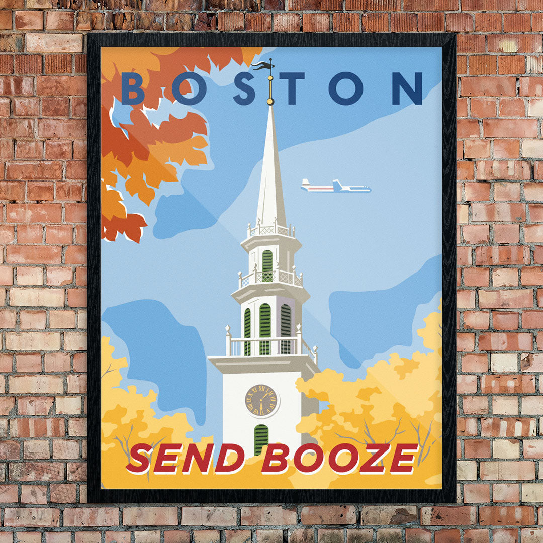 Boston Send Booze Travel Poster Print – Fridgedoor